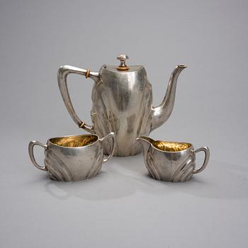 KAFFESERVIS, 3 delar, silver, jugend, Hjalmar Fagerroos, Helsingfors ...