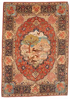 SEMI-ANTIQUE TABRIZ FIGURAL. 203 x 144 cm. - Bukowskis