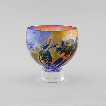 A unique glass vase on plinth, designed by Astrid Gate, signed and ...