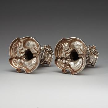 A pair of Fabergé candlesticks, Moscow 1908-1917. Imperial Warrant ...