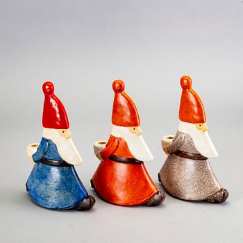 LISA LARSON, Tomtar, Figuriner/Ljusstakar, 3 st, stengods, Gustavsberg ...