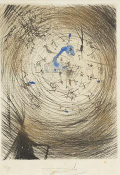 Salvador Dalí, dry point with hand colouring. Signed and numbered 53/95 ...