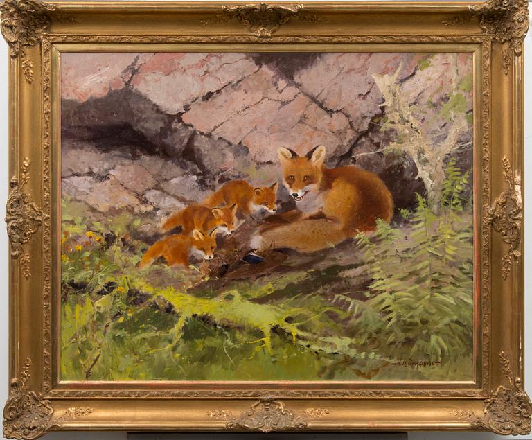 NILS BJÖRKQVIST, olja på duk, signerad och a tergo daterad 1957 ...