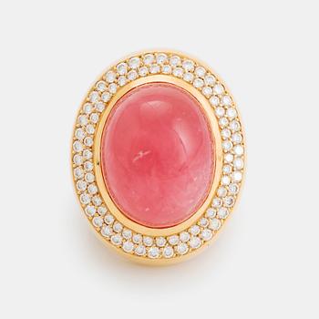 Acchinelli ring 18K guld med rodokrosit och runda briljantslipade ...
