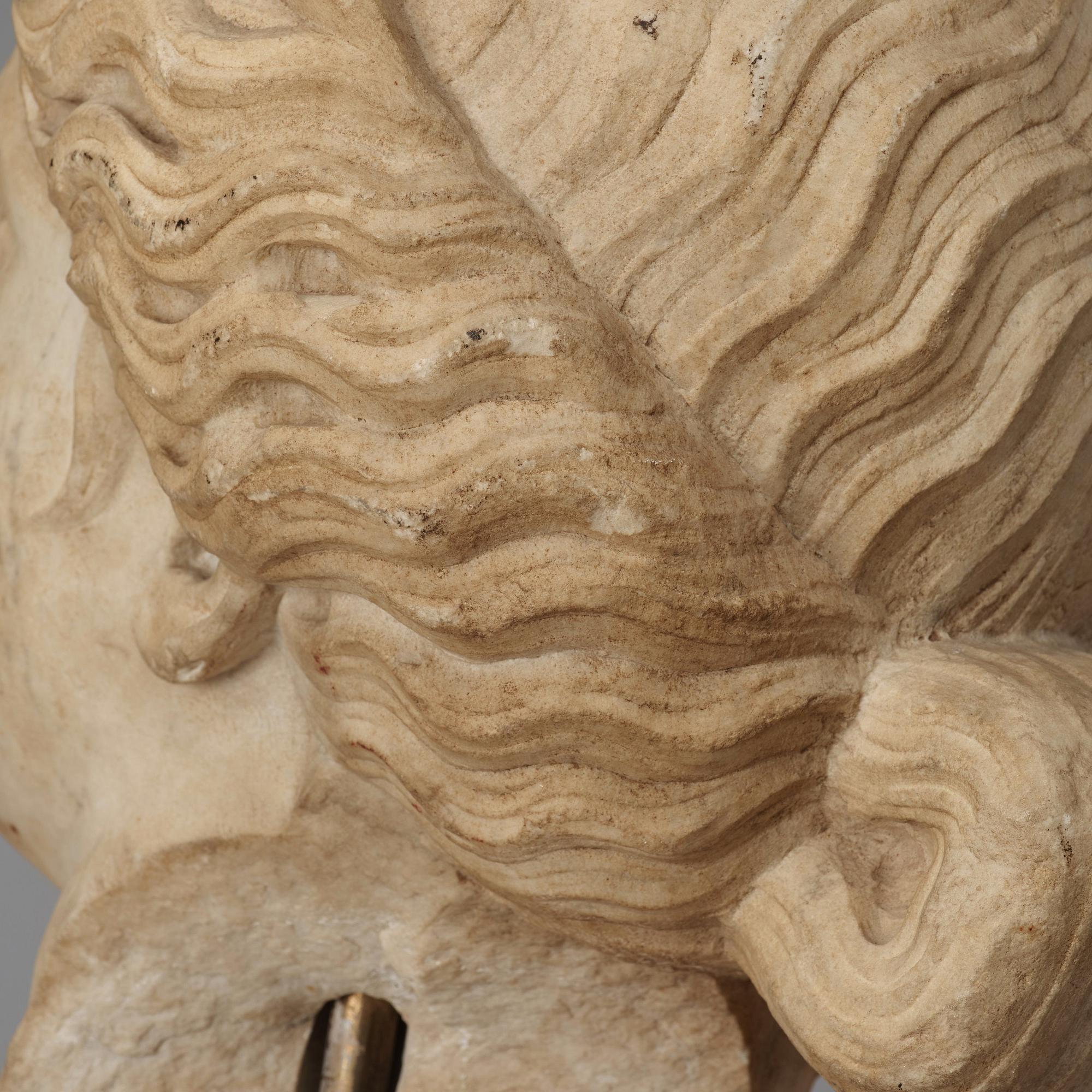 A marble portrait head of a woman with diadem, Roman 150 AD or later ie ...