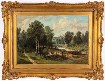 Louis Boulanger, Summer Landscape with Fisherman. - Bukowskis