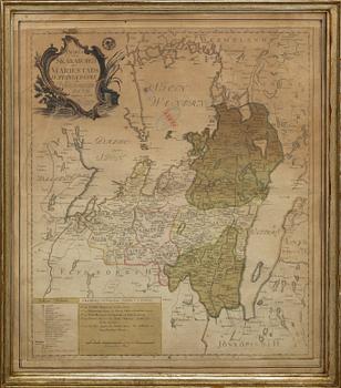 KARTA, delvis kolorerat träsnitt Nils Marelius 1780. - Bukowskis