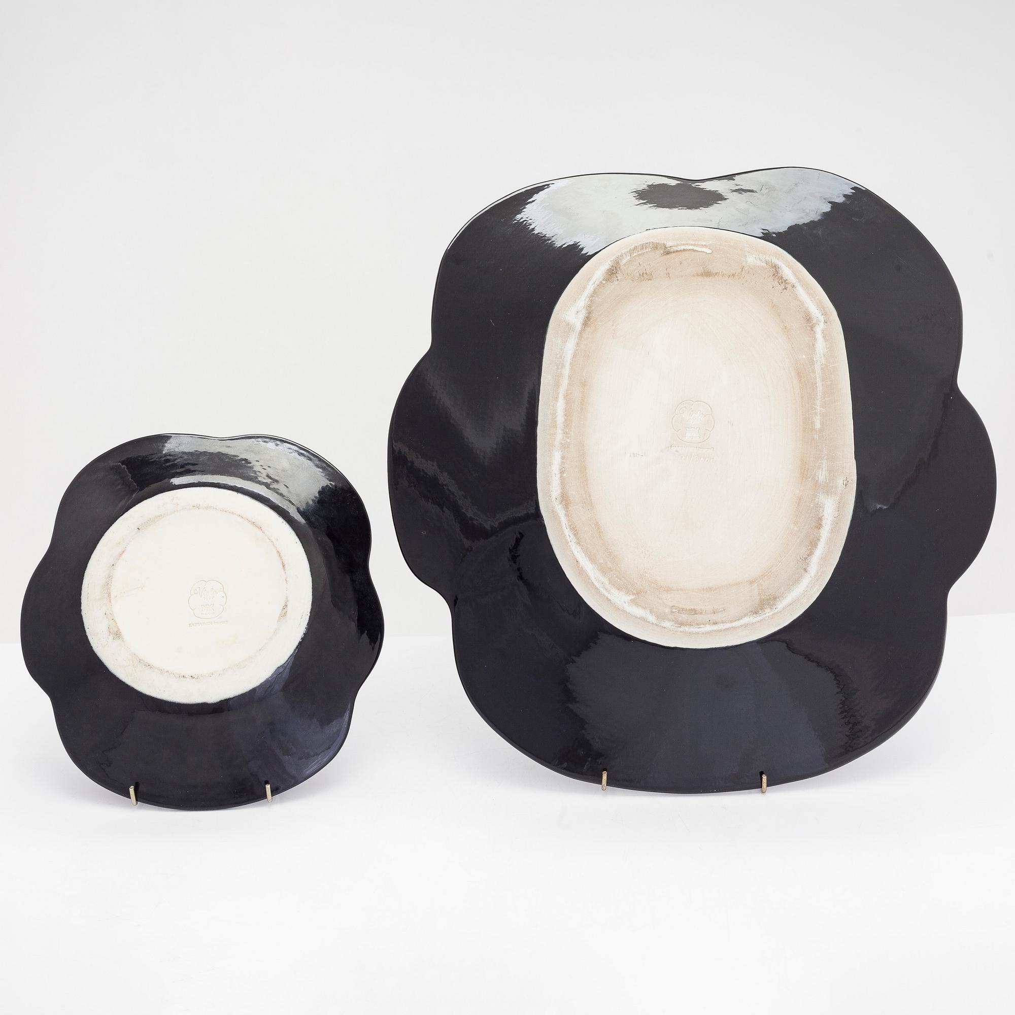 Birger Kaipiainen, koristevateja, 2 kpl, "Viola", leimamerkityt, Arabia, 1900-luvun loppu ...