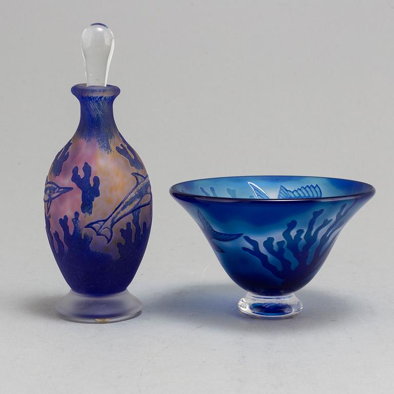 ASTRID GATE, a unique glass bowl and bottle from Johansfors, 2000 ...
