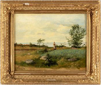JOHAN JACOB SILVÉN, olja på papp-pannå, signerad och daterad 1880 ...