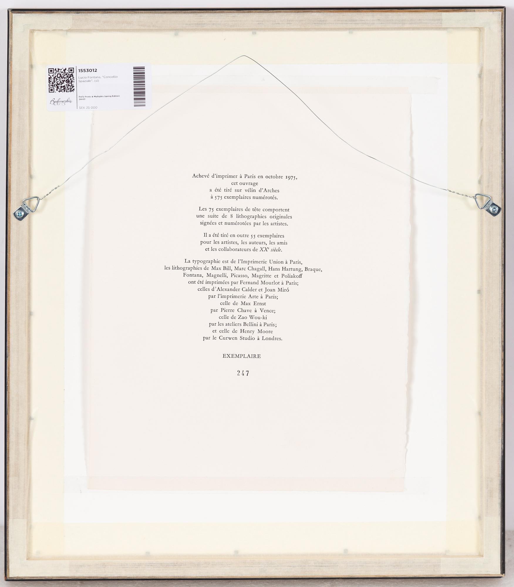 Lucio Fontana, "Concetto Spaziale". - Bukowskis