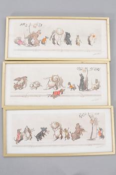 ARTHUR BORIS KLEIN, färgetsning 3 st signerade. - Bukowskis