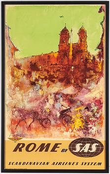 OTTO NIELSEN, affisch, SAS, omkring 1960. - Bukowskis