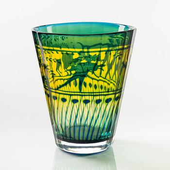 Gunnar Cyrén, a 'graal' glass vase, Orrefors, Sweden 1989. - Bukowskis