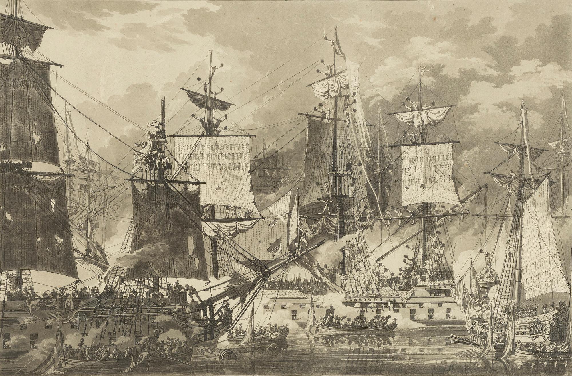 Johan Fredrik Martin, "Sjöslaget vid Hogland den 17 juli 1788". - Bukowskis