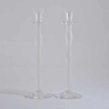 A pair of glass candle sticks by Anne Nilsson for Orrefors, second half ...
