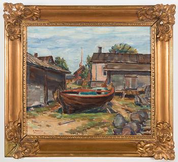 Arvo Makkonen, oil on board, signed and dated -26. - Bukowskis