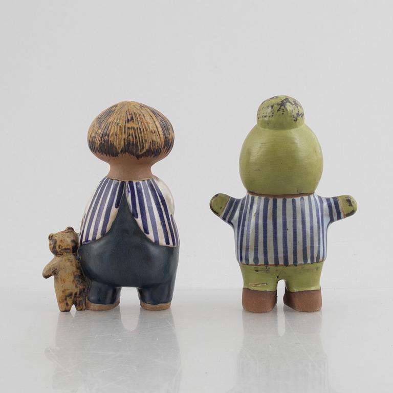 Lisa Larson, figuriner, 2 st, stengods, "Kalle" och "Malin" ur serien "Larsons ungar ...