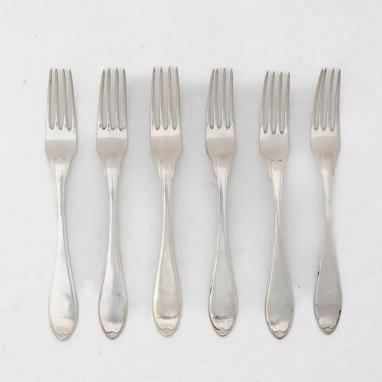 Carl Magnus Ryberg, matgafflar, 6 st, silver, gammalsvensk modell ...