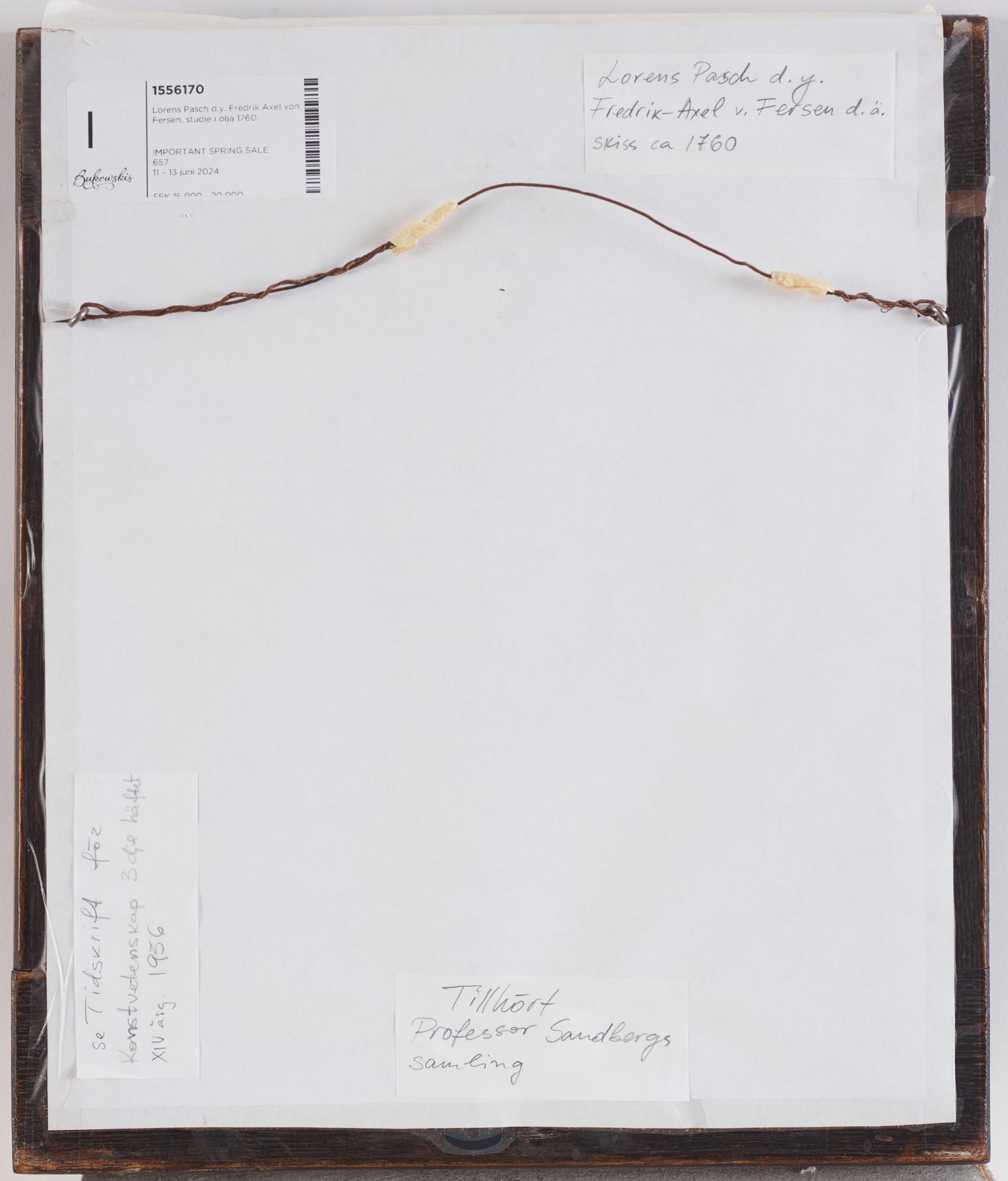 Lorens Pasch d y, "Axel von Fersen dä" (1719-1794). - Bukowskis