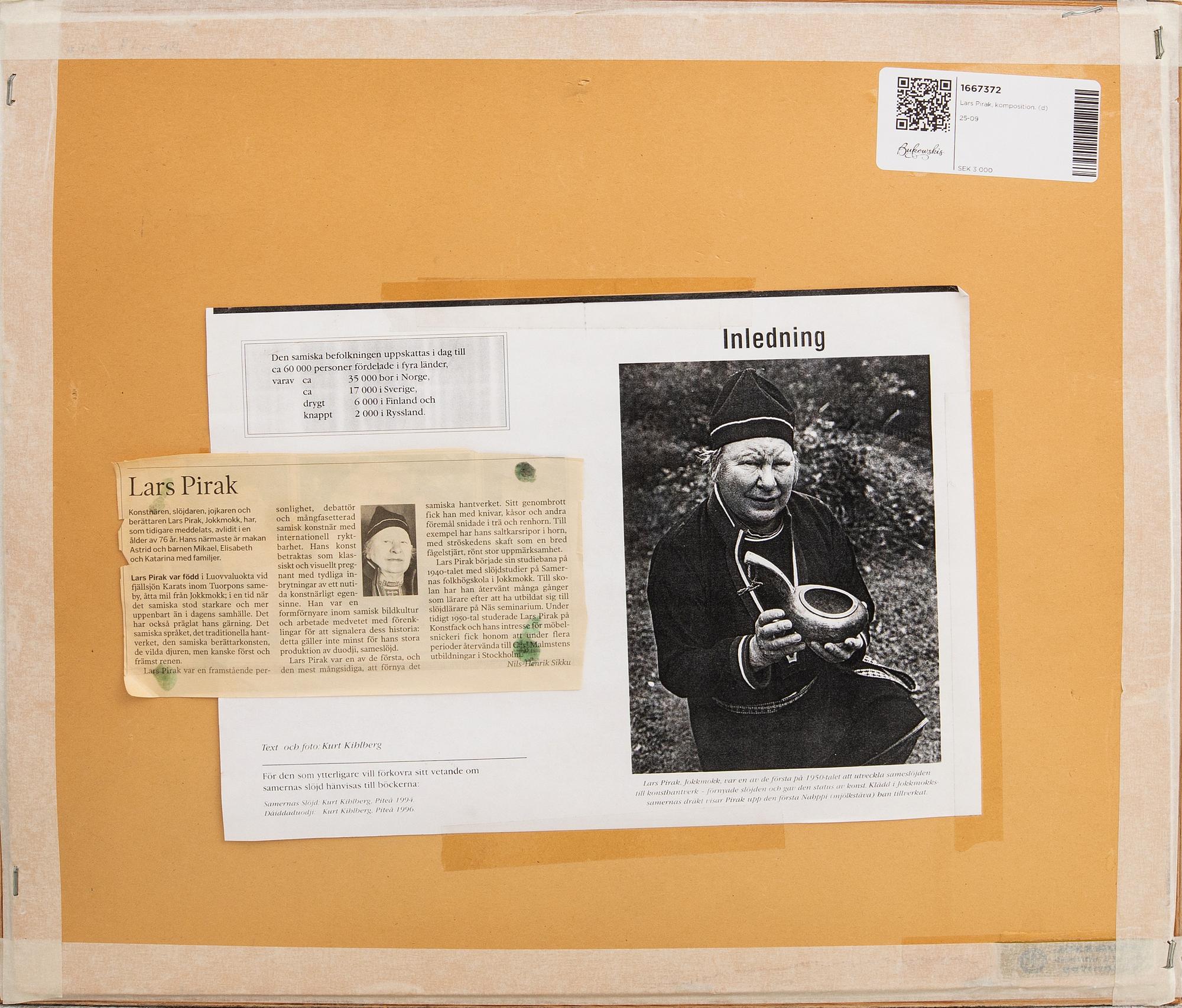 Lars Pirak, komposition. - Bukowskis