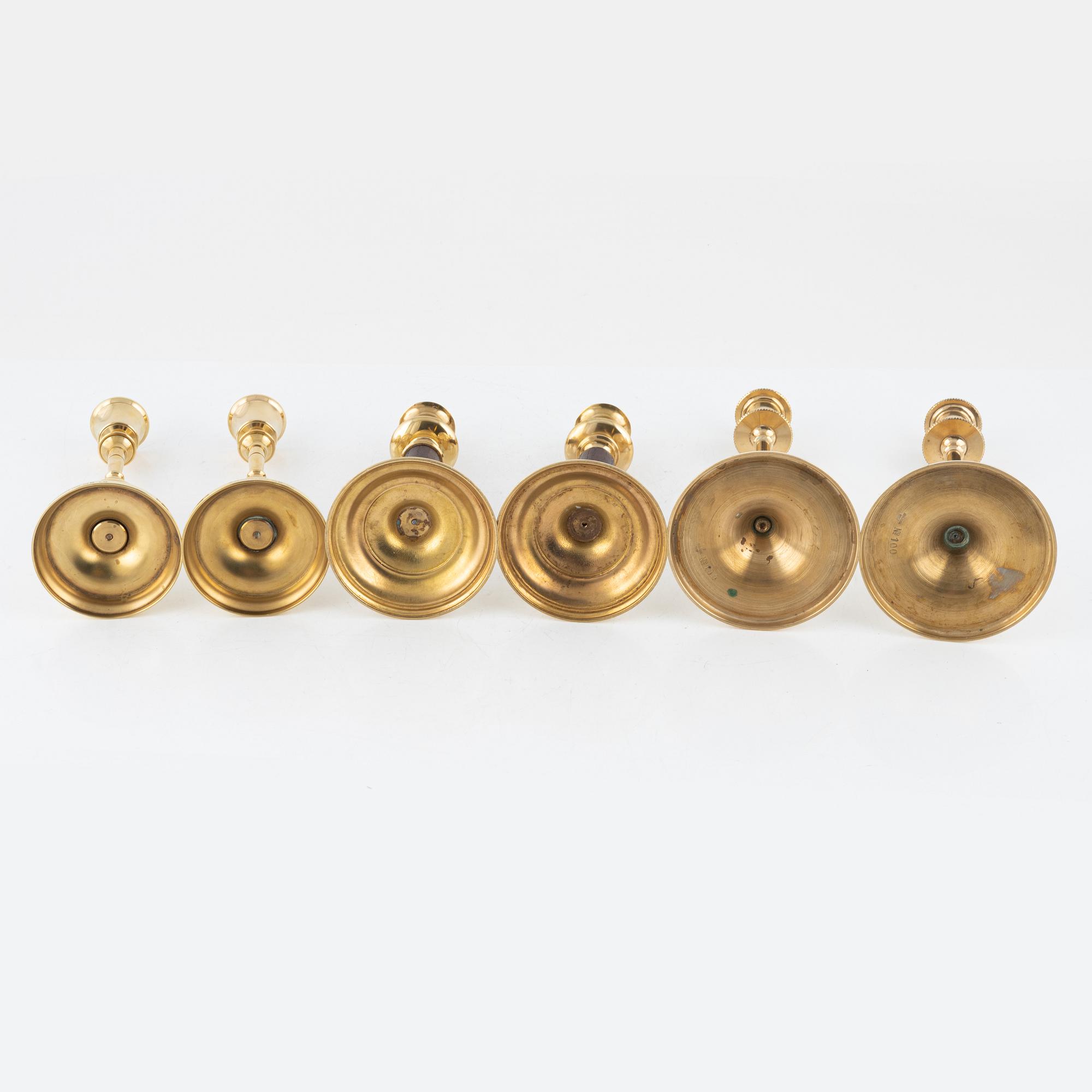 Skultuna, three pairs of brass candlesticks. - Bukowskis