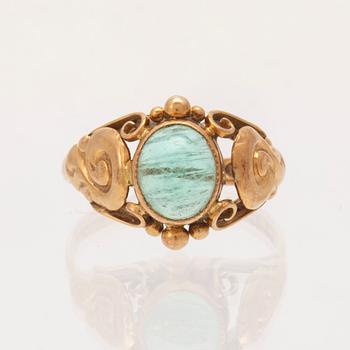 Ring 18K guld och cabochonslipad smaragd Harbeck Wilhelm Stockholm 1945 ...