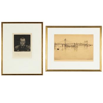 Axel Fridell, 'Självporträtt VII' and 'Albert Bridge and Cadogan Pier ...