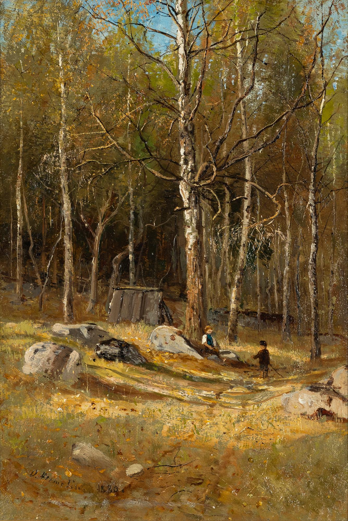 Olof Hermelin, Vårlandskap med gossar. - Bukowskis