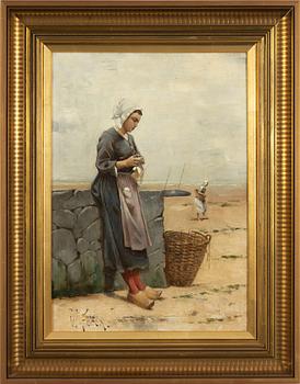William Féron, Girl with needlecraft. - Bukowskis