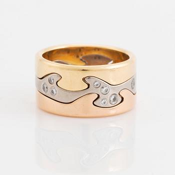 Georg Jensen, "Fusion". Ringar, 3 st, 18K guld i tre färger, med ...