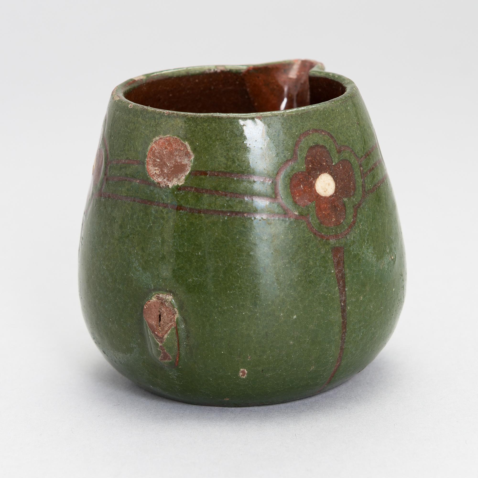 ALFRED WILLIAM FINCH, creamer, ceramic, Iris, signed A.W. Finch. 1901 ...