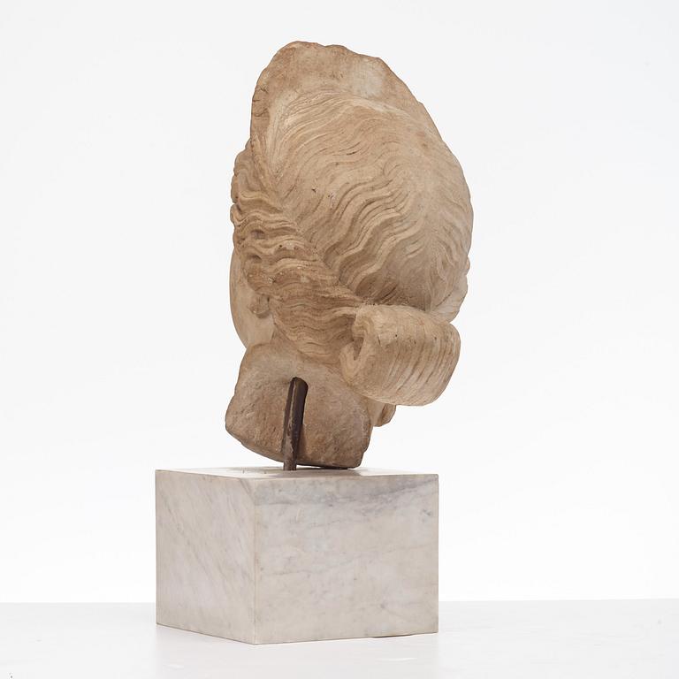 A marble portrait head of a woman with diadem, Roman 150 AD or later ie ...