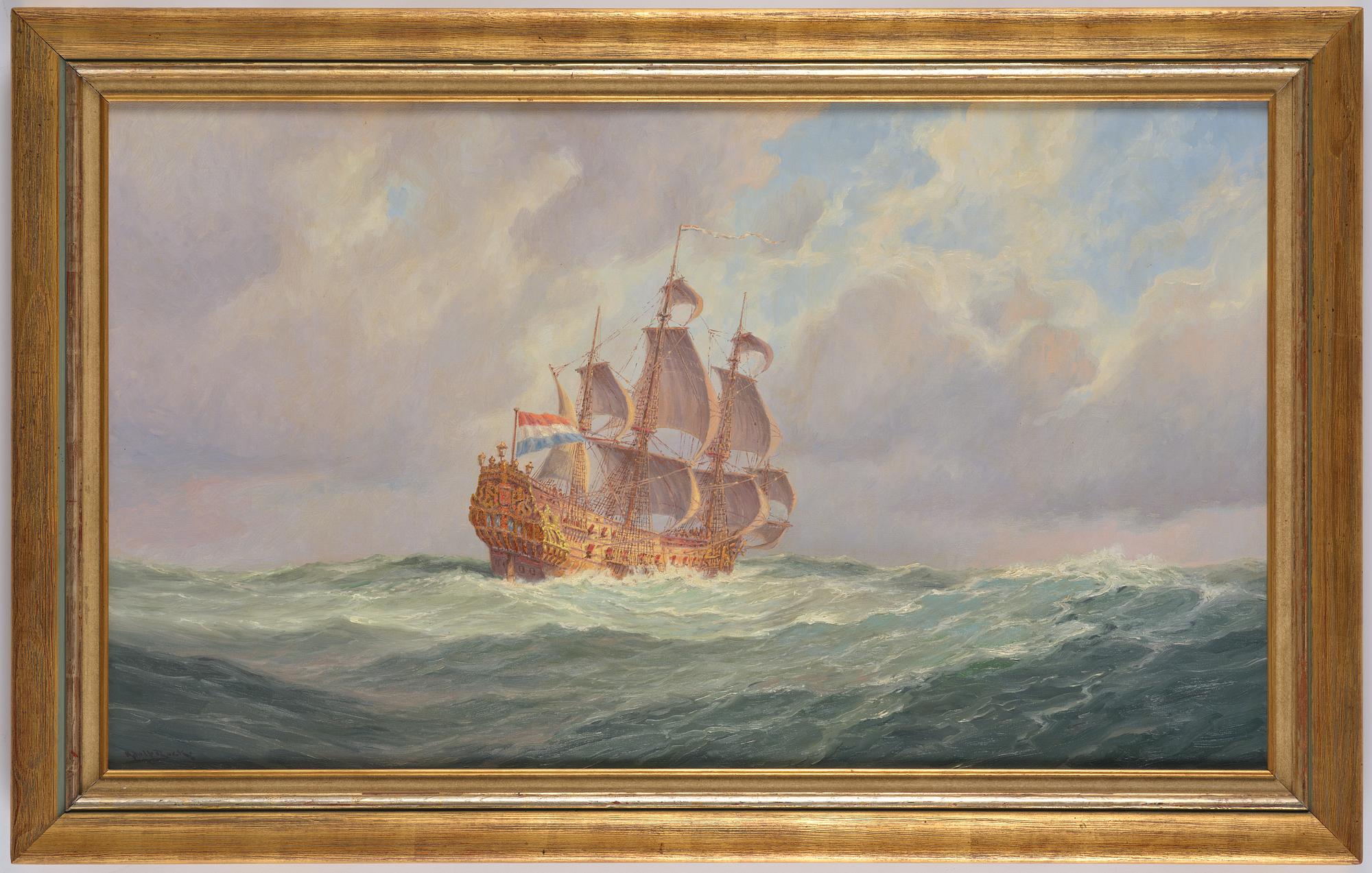 Adolf Bock, Three-masted Dutch ship from the 17th century. - Bukowskis