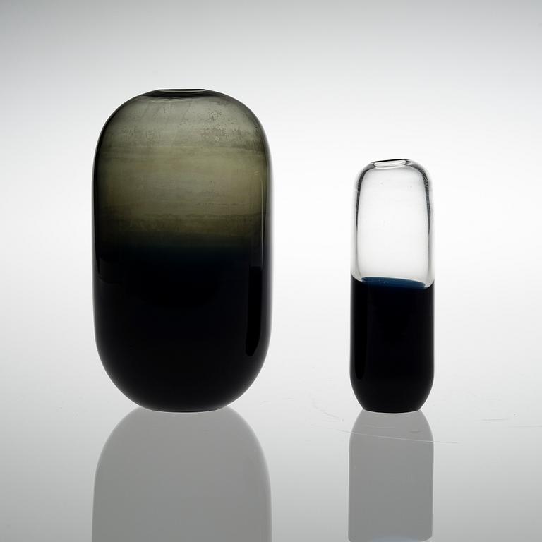 TIMO SARPANEVA, A SET OF TWO GLASS SCULPTURES, 3598, Signed Timo ...