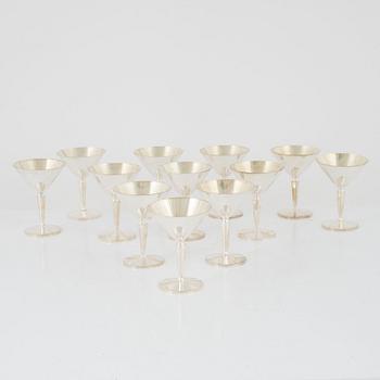 A set of twelve coctailglasses in siver, K&EC, Gothenburg, Sweden, 1962. - Bukowskis