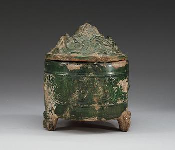 A green glazed incense burner and cover (Boshan Lu), eastern Han ...