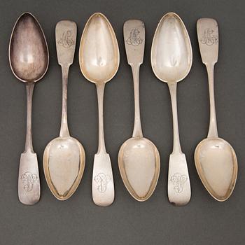 Set of six Finnish silver tablespoons by Frans Viktor Lindroos ...