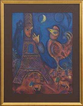 MARC CHAGALL, after lithograph in colours printed by Sorlier numbered ...