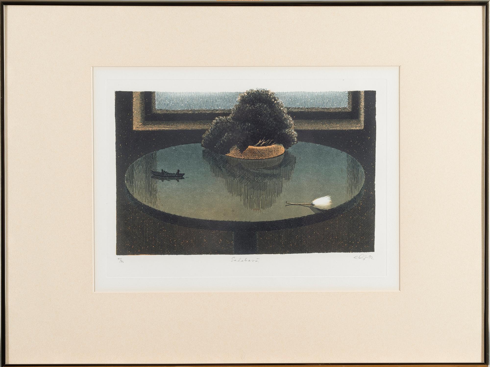 ESA RIIPPA, färgetsning, signerad, daterad -92 och numrerad 23/70 ...